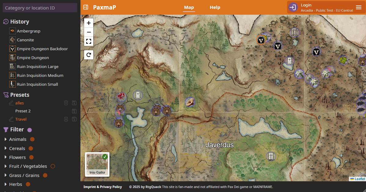 PaxmaP :: Map - Interactive Map for Pax Dei MMO